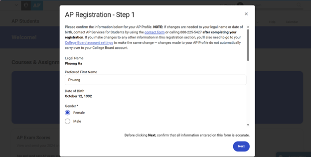 Hướng dẫn thao tác đăng ký dự thi bài thi AP